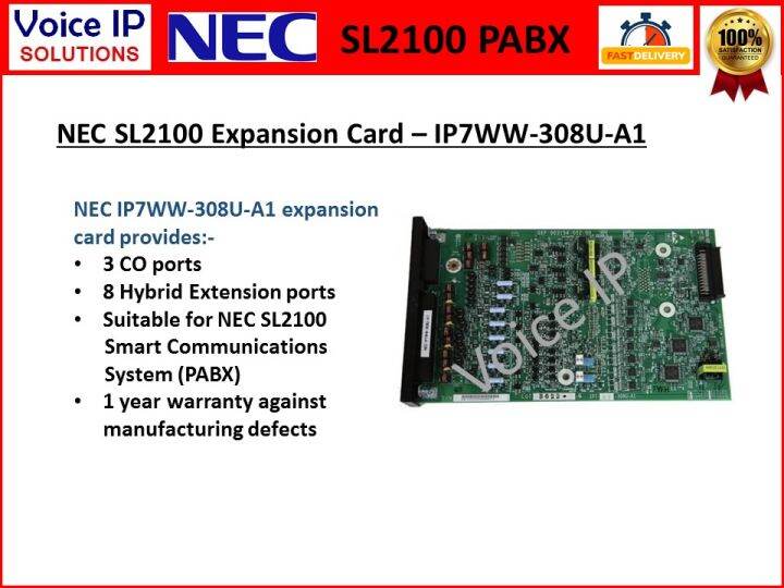 NEC IP7WW-308U-A1, 3CO Trunk port and 8 Hybrid Extension port Expansion ...