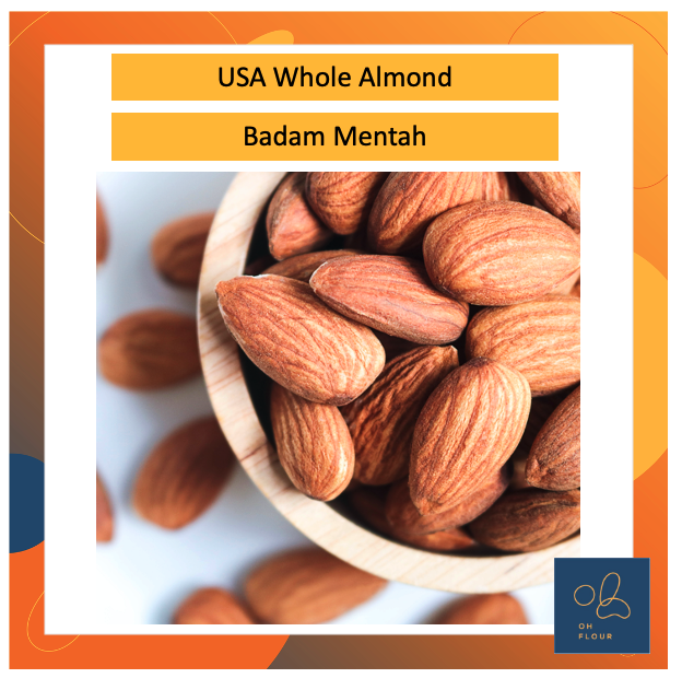 Almond Whole Nut Raw (USA) 500g Unsalted Natural Premium Grade / Badam Mentah /杏仁坚果 堅果 | Lazada
