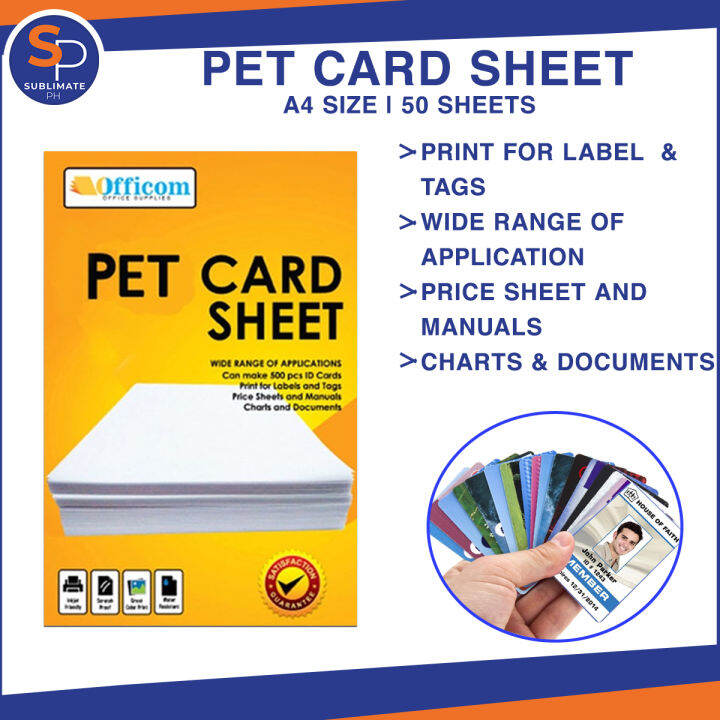 Officom PET Card Sheet 50 Set A4 Size Printable ID Card Sheets | Lazada PH