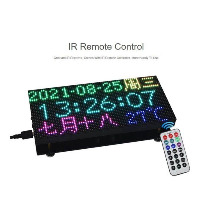 Waveshare RGB-Matrix-P3-64X32 Dot Matrix Screen RGB Full Color Multi Features Digital Clock for ...