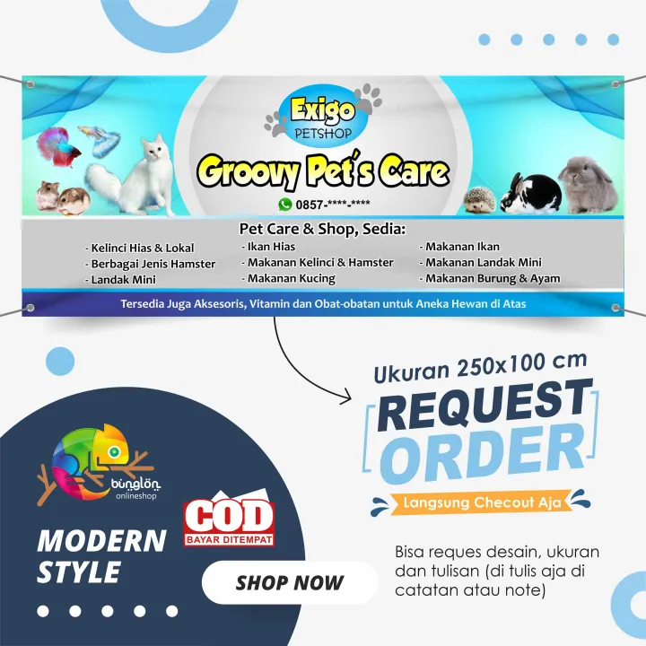 Size 250x100 Cm, Spanduk Banner Petshop Model Biru | Lazada Indonesia Size 250x100 Cm, Spanduk Banner Petshop Model Biru | Lazada Indonesia