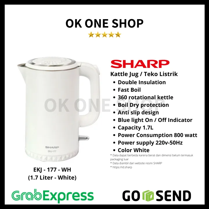 Sharp EKJ-177-WH Kattle Jug / Teko Listrik Double Wall 1.7L | Lazada Indonesia