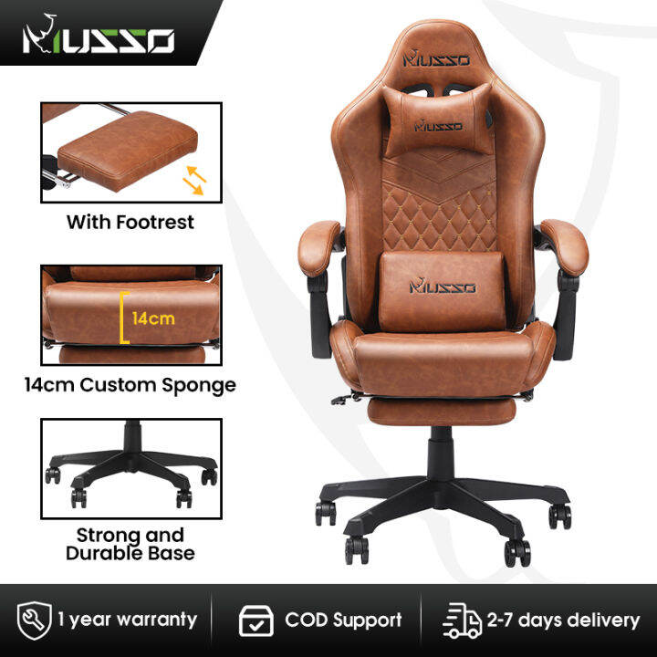 MUSSO Shark Series with footrest XL Ergonomic computer Chair PU Leather ...