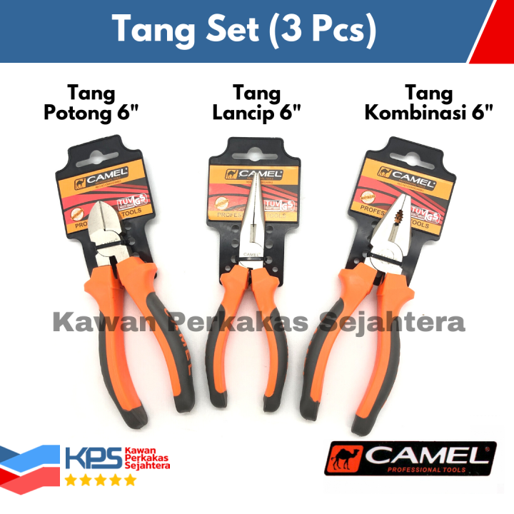 CAMEL Tang Set (3 Pcs) Tang Potong, Lancip, Kombinasi 6" In Inch | Lazada Indonesia