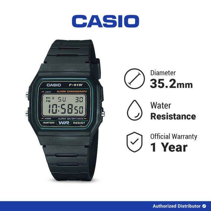 Casio Jam Tangan Original Pria F-91W-3DG Digital black | Lazada Indonesia