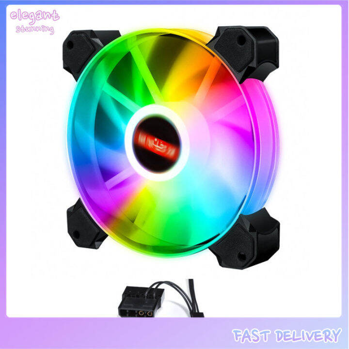 elegantstunning 12cm Rgb 5v Pwm 3+4pin Case Fan Quiet Pc Radiator Cpu ...