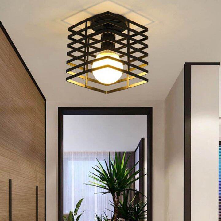 Metal Cage Light Vintage Ceiling Retro Wrought Iron Chandelier Square ...
