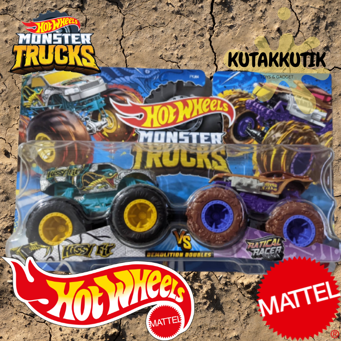 Hot Wheels Monster Trucks Demolition Doubles Hissy Fit vs Ratical Racer ...