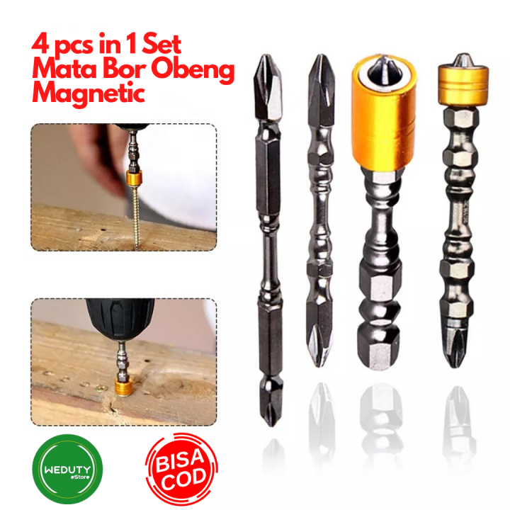 MATA BOR OBENG MAGNET MAGNETIK ELECTRICAL SCREW DRIVER BIT 4 PCS IN 1 ...