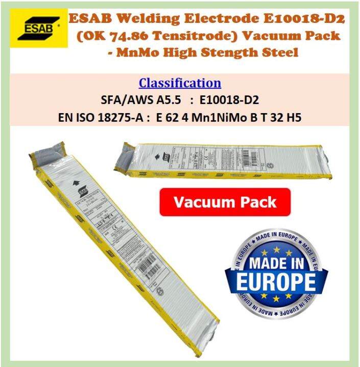 ESAB Welding Electrode E10018-D2 (OK 74.86 Tensitrode) Vacuum Pack - MnMo High Stength Steel ...