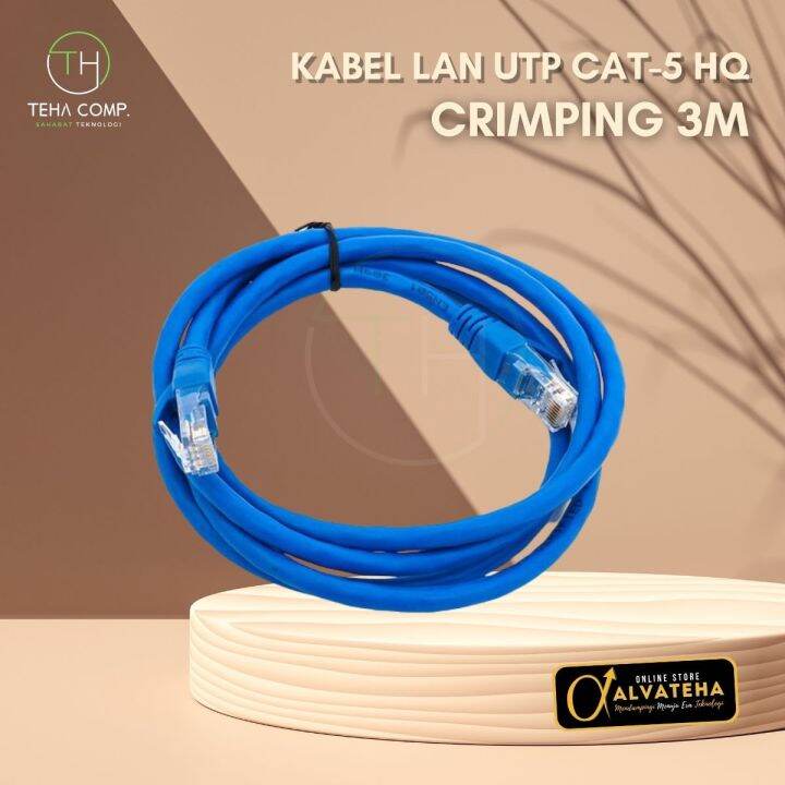 Kabel UTP Cat5e HQ Siap Pakai 150CM 3M 5M Jaringan LAN Rj45 Crimping ...