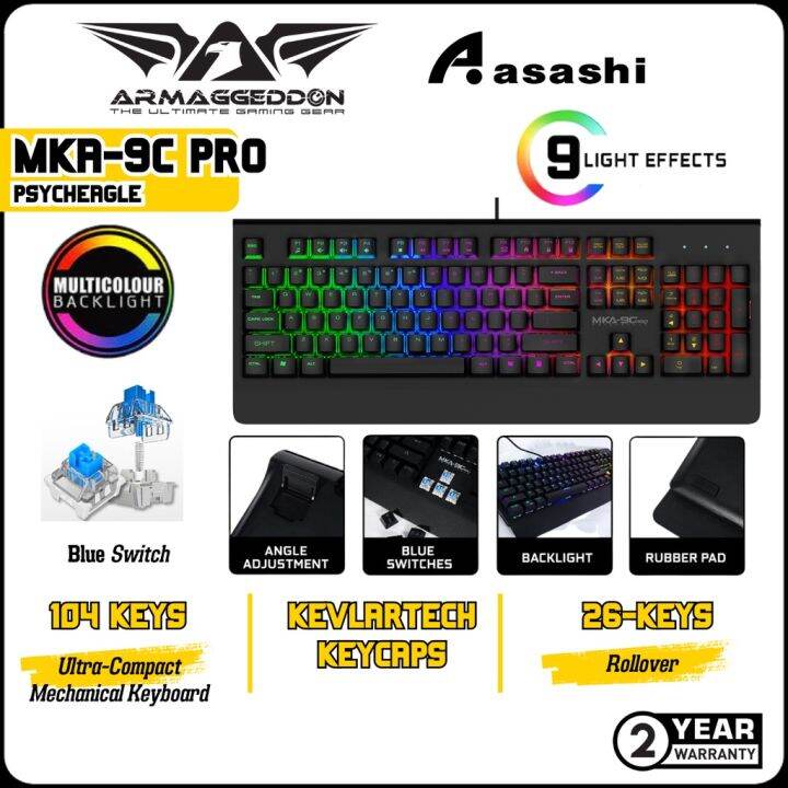 Armaggeddon MKA-9C Pro Psycheagle (104 Keys) Blue Switch Mechanical ...