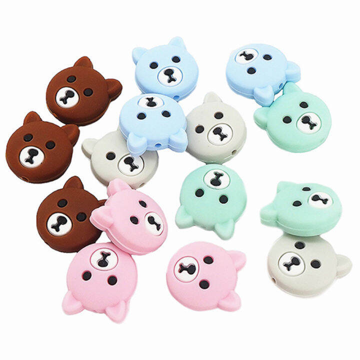 Chenkai 50ชิ้น BPA ฟรีเด็กซิลิโคนหัวหมียางกัดลูกปัดเคี้ยวการงอกของฟันพยาบาลของเล่นสำหรับเด็ก P ...