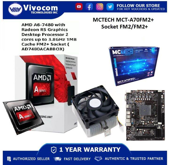 VIVOCOM AMD A6-7480 PROCESSOR W/ BUNDLE MCTECH MCT-A70FM2+ MOTHERBOARD | Lazada PH