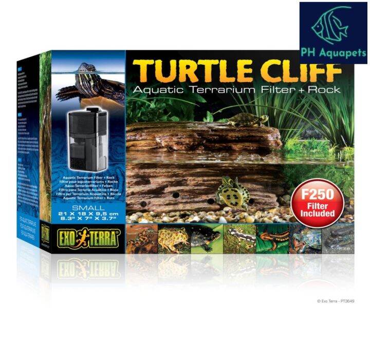 Exo Terra Turtle Cliff Aquatic Terrarium Filter/Rock,Small (21 x 18 x 9 ...