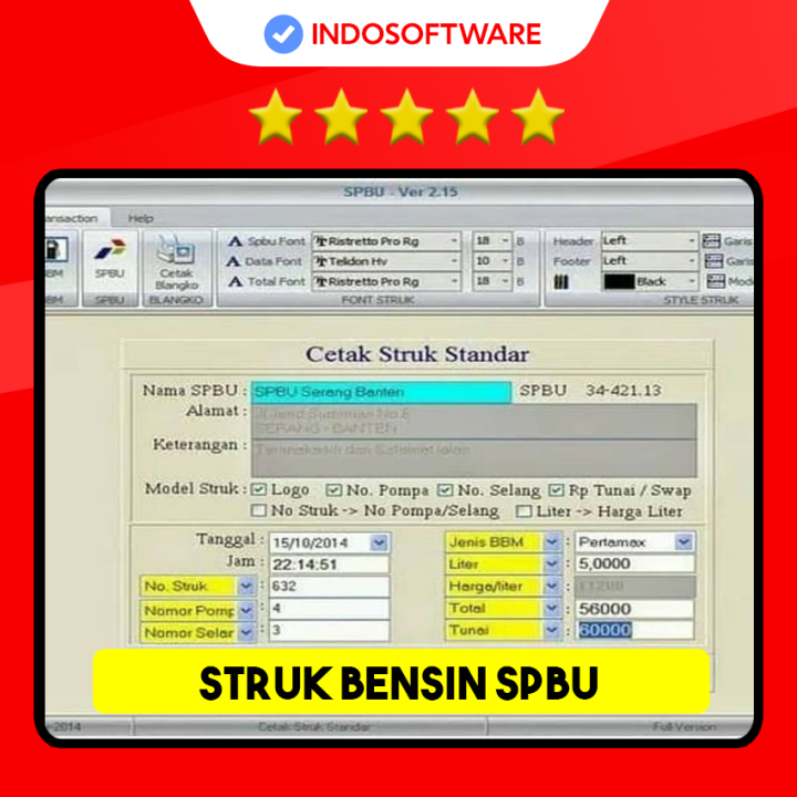 SOFTWARE CETAK STRUK SPBU BENSIN NOTA FAKTUR BON FULL VERSION LIFETIME ...
