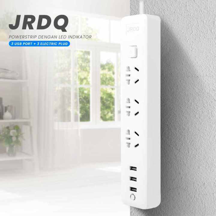 Stop Kontak Usb / Powerstrip 3 USB Port + 3 Electric Plug dengan LED ...