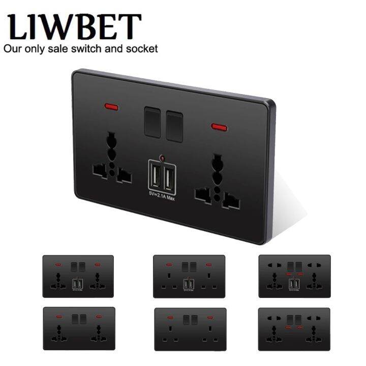 LIWBET Black Color 6 Pin And 10 Pin Wall Socket And Plastic Panel ...