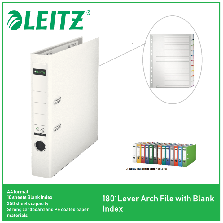 Leitz 1015 Plastic Lever Arch File with Plastic Blank Index - Made in ...