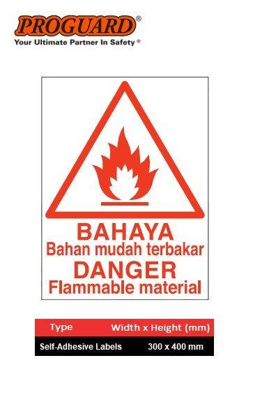 "Danger Flammable Material" Bahaya Chemical Hazardous Sticker Label ...