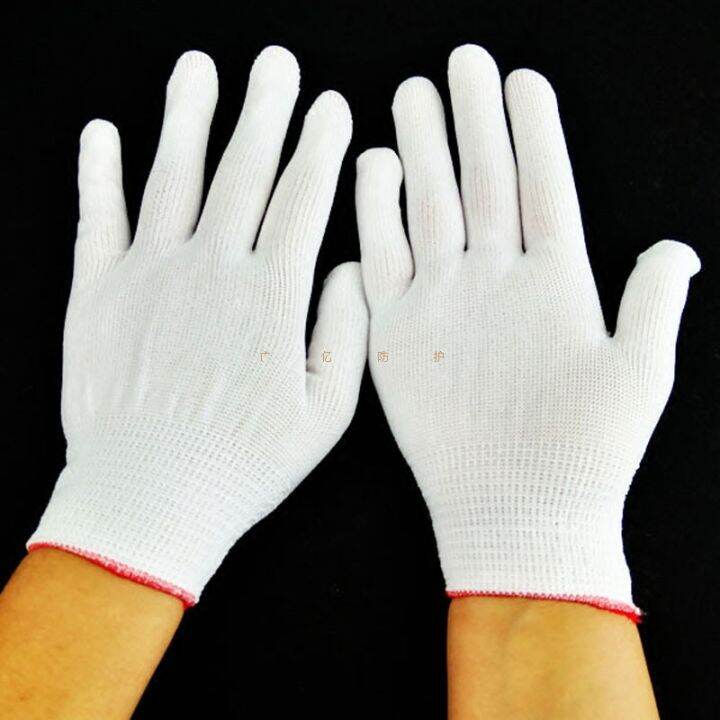Mailed white, black and gray nylon 13-needle labor gloves nylon gloves ...