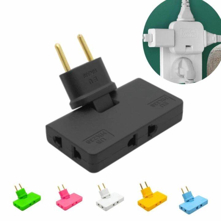 EU Extension Plug Electrical Adapter 3 In 1 Adaptor 180 Degree Rotation ...