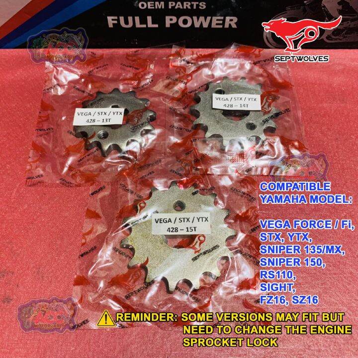 Engine Sprocket Yamaha Vega Force, STX, YTX, Sniper 135/MX/150, RS110 ...