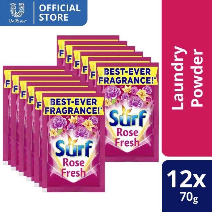 Surf Powder Detergent Rose Fresh 70G Sachet Set of 12 | Lazada PH