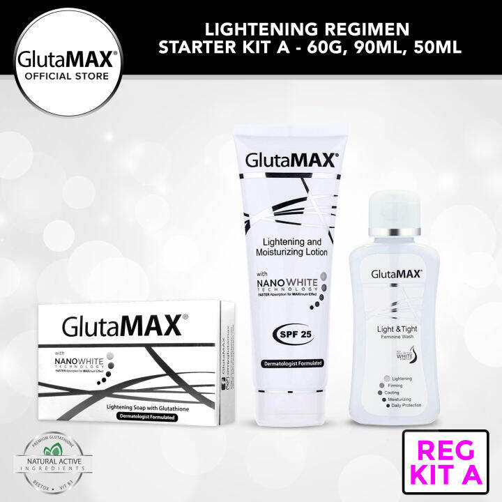 GlutaMax Lightening Regimen Starter Kit A - 60g Soap+90ml Lotion+50ml ...