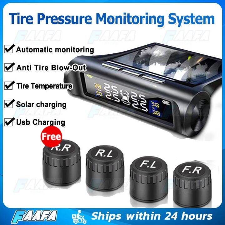 External TPMS [True] Color Screen Tire Monitoring Pressure System Solar ...