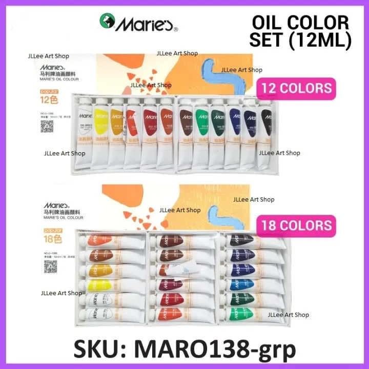 Maries Oil Paint 12/18/24 Colour Set (12ml / Tube) | Lazada