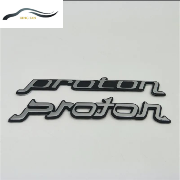 XINFAN 1 x ABS Chrome Proton Logo Letter Car Auto Side Rear Emblem ...