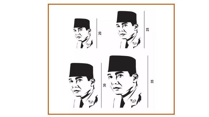 Cutting Sticker Termurah Animasi Ir Soekarno Stiker Siluet Presiden Soekarno Sticker Wajah Bung