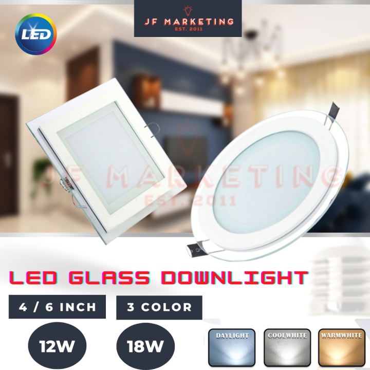 12W / 18W LED Glass Recessed Downlight Round/Square (Warm White/Cool ...