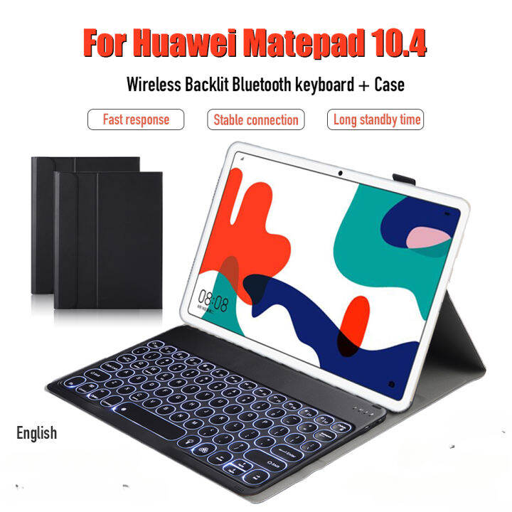 สำหรับ Huawei MatePad 10.4นิ้วไฟ Backlit บลูทูธไร้สายเคสคีย์บอร์ดกลม ...
