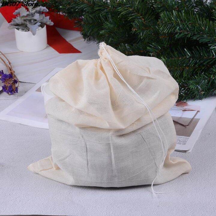 Reusable Cotton Linen Reusable Food Filter Mesh Bag Nut Milk Bean ...