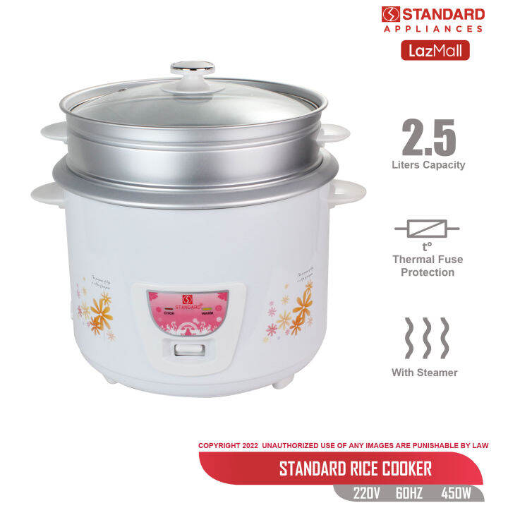 Standard Rice Cooker 2.5 Liters with Steamer 18 Cups Rice with ...