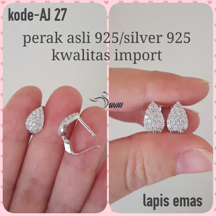 Anting Jepit perak 925 lapis mas putih ANTI KARAT/KWALITAS IMPORT/AWET/TIDAK GATAL AJ27 | Lazada ...