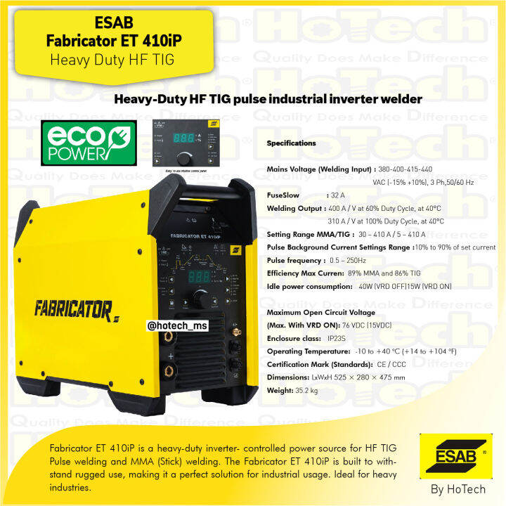 Esab Fabricator ET 410iP Heavy Duty TIG Industrial Welding Inverter | GTAW Welding Machine ...