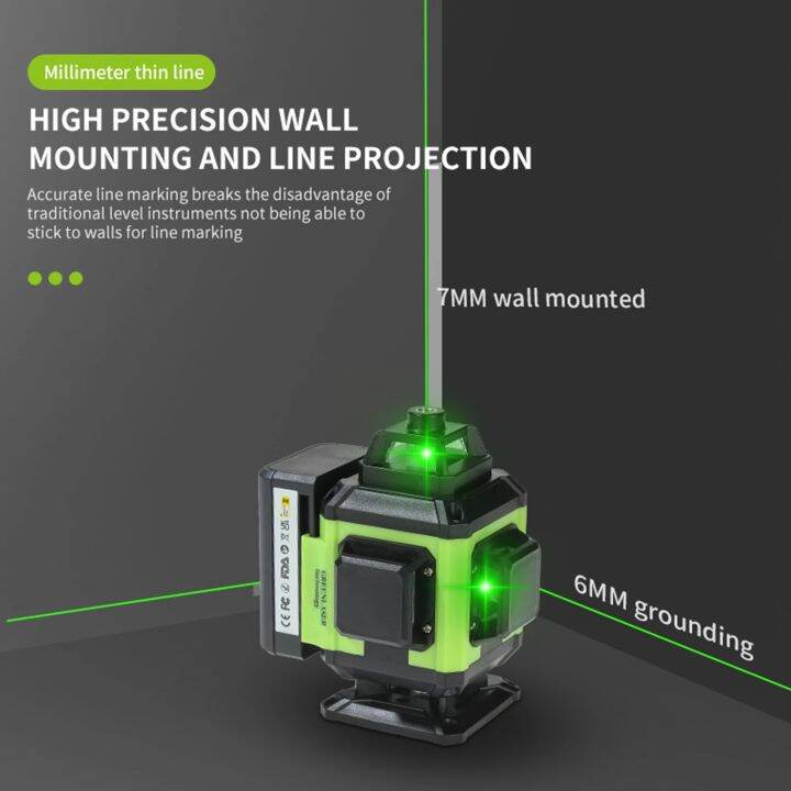 nanjingsiluo 16 line 4D green laser level meter with multiple 65FT/20M ...