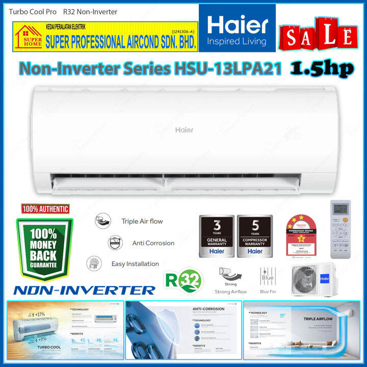 Haier Non-Inverter Air Conditioner 1.0hp HSU-10LPA21 / 1.5hp HSU ...