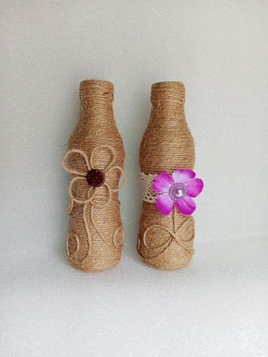 Vas bunga Botol Hias Tali Rami daur ulang botol kaca | Lazada Indonesia