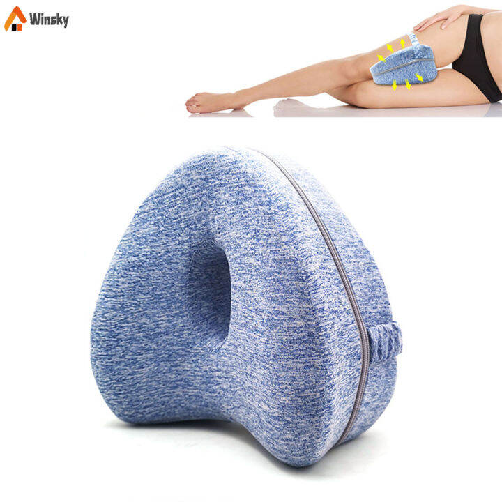 Winsky Memory Foam Knee Pillow with Strap Relieve Hip Pain & Sciatica ...