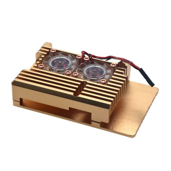 Golden Aluminum Alloy Heatsink Casing for Raspberry Pi 4 (Dual Fan ...