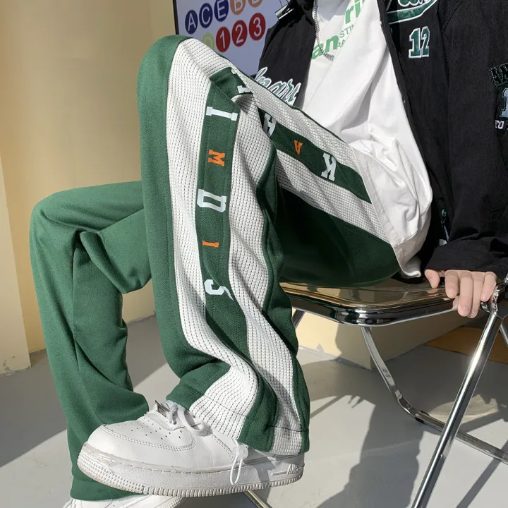 LAXIกางเกงขากว้างกางเกงวอร์มผู้ชายกางเกงลำลองกีฬาขาตรง กางเกงขายาว ...