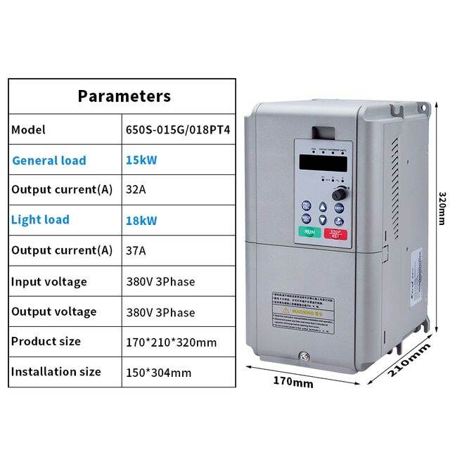 VFD Variable Frequency Drive Inverter Converter 18Kw,11Kw,15Kw,7.5Kw General 380V 3Phase Input ...