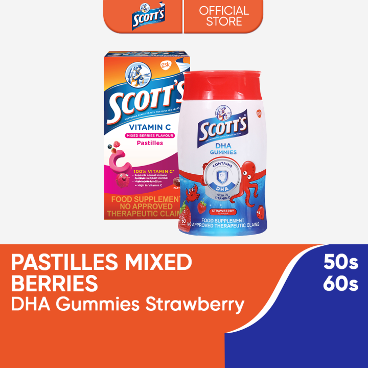 Scott's 100% Vitamin C Pastilles Mixed Berries 50s + Omega-3 DHA ...