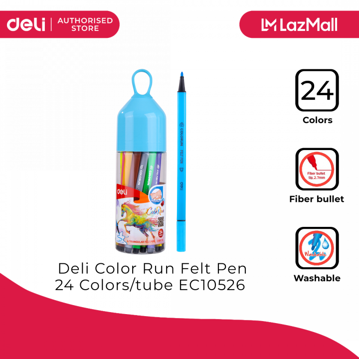 Deli School Supplies- Color Run Felt Pen 24 Colors/tube EC10526 (1 Tube ...
