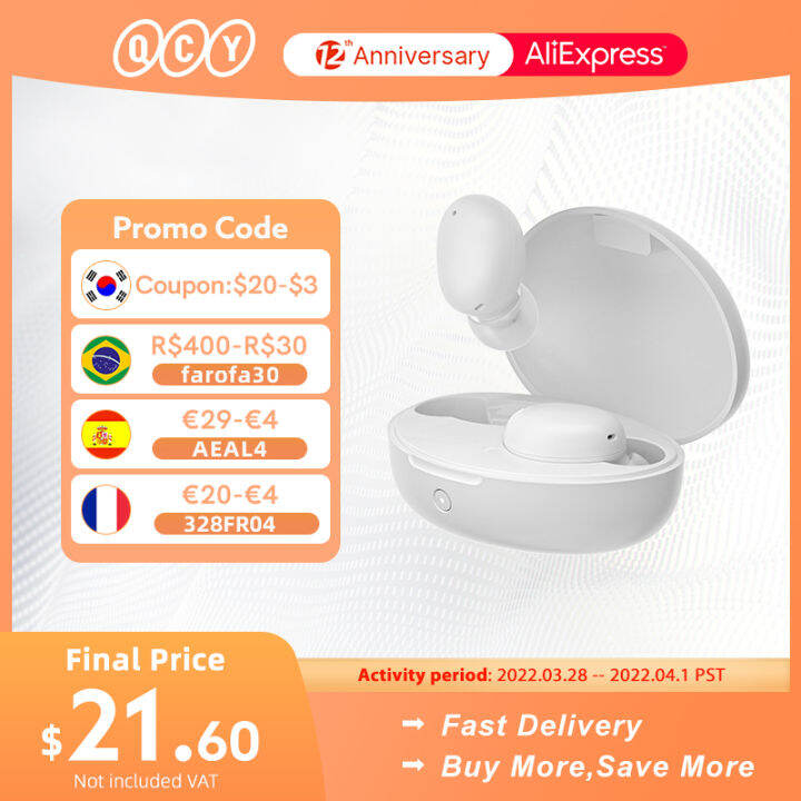 QCY T16 TWS Wireless Smart Earbuds aptX Bluetooth 5.2 In-ear Earphone CVC Noise Cancelling ...
