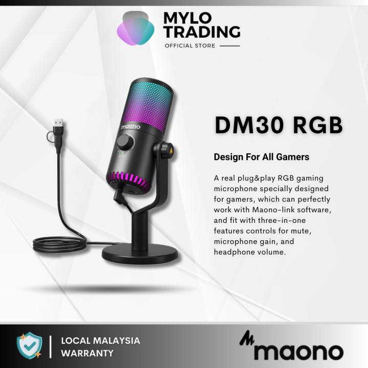 MAONO DM30 RGB Programmable USB Condenser Microphone | Lazada